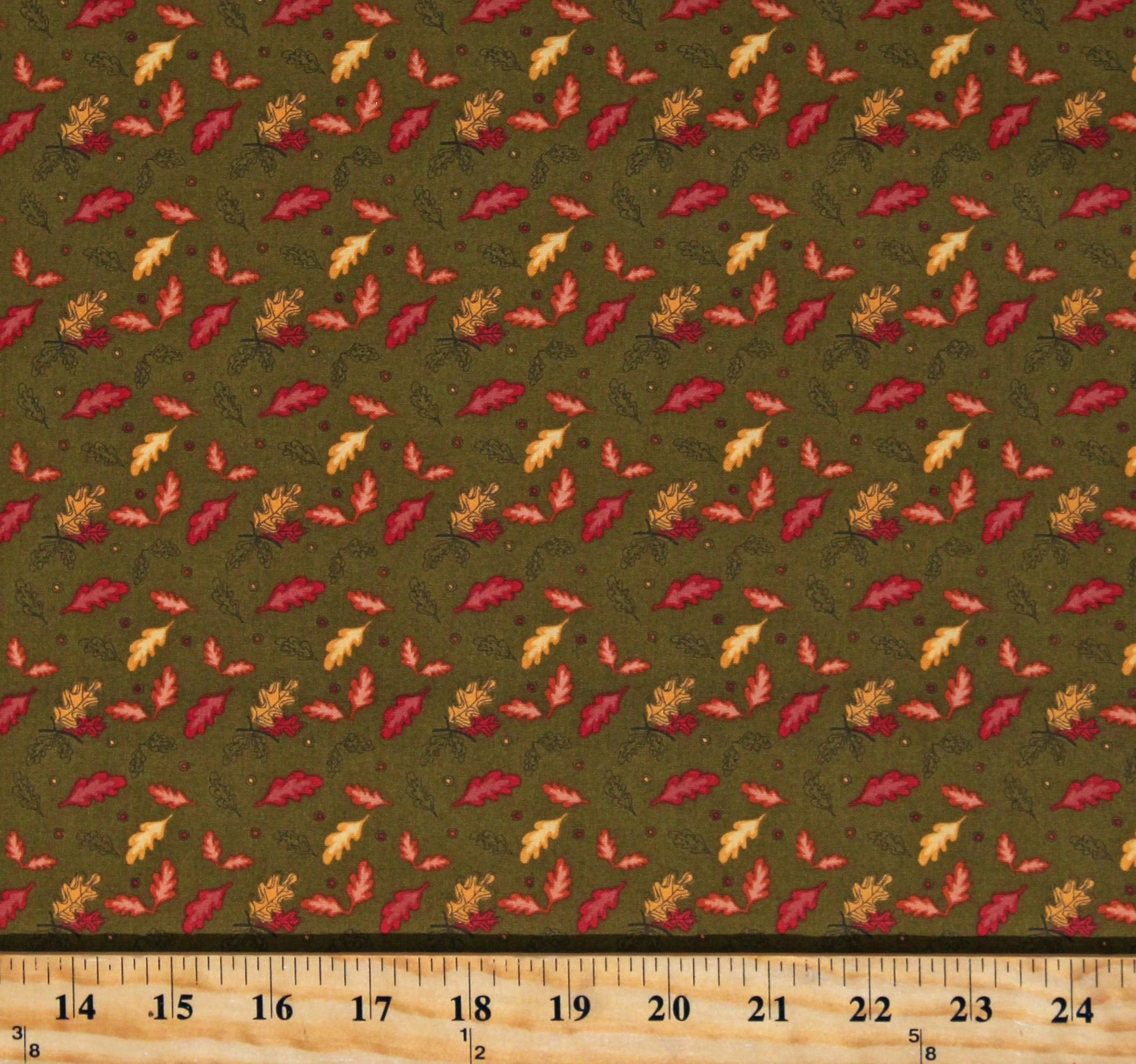 Cotton Fall Leaves Leaf Awesome Autumn by Sandy Gervais Olive Green ...