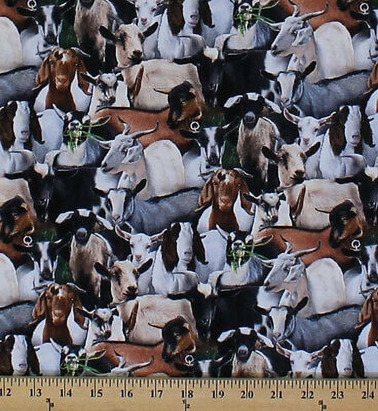 Cotton Farm Animals Goats Packed Allover Cotton Fabric Print by the ...