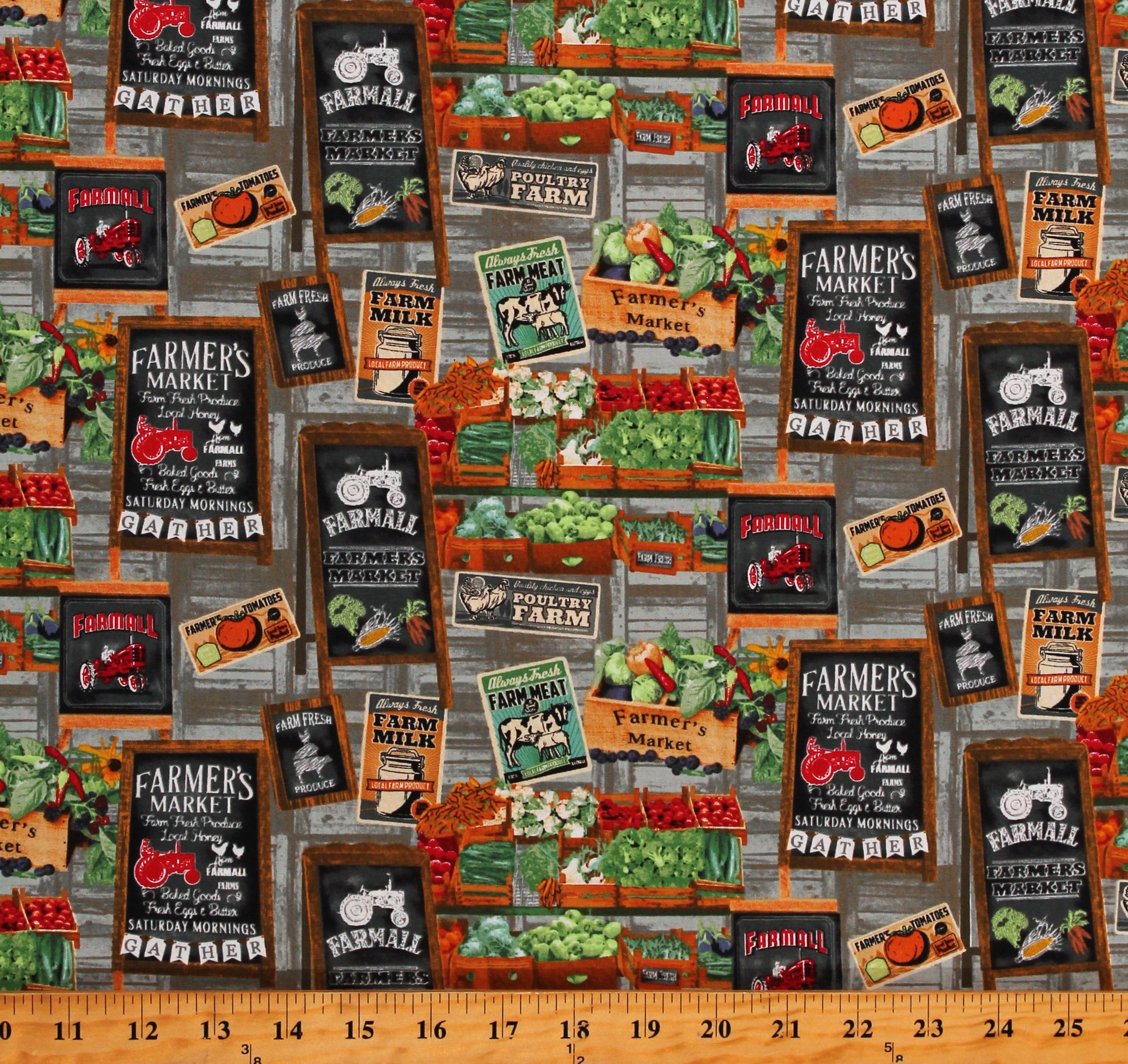 Farmall Farm to Table Farmer's Market Cotton Fabric - Walmart.com