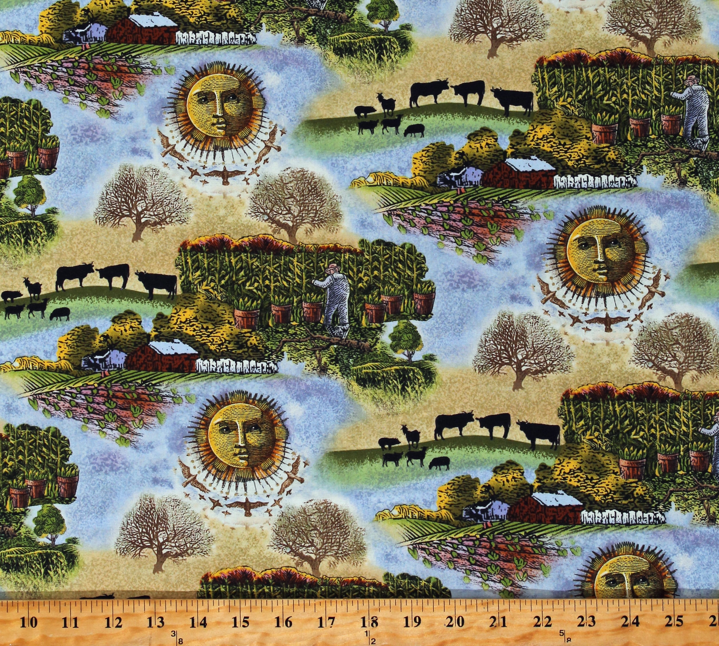 Cotton Farmers Country Fields Cows Old Farmer's Almanac Celestial ...