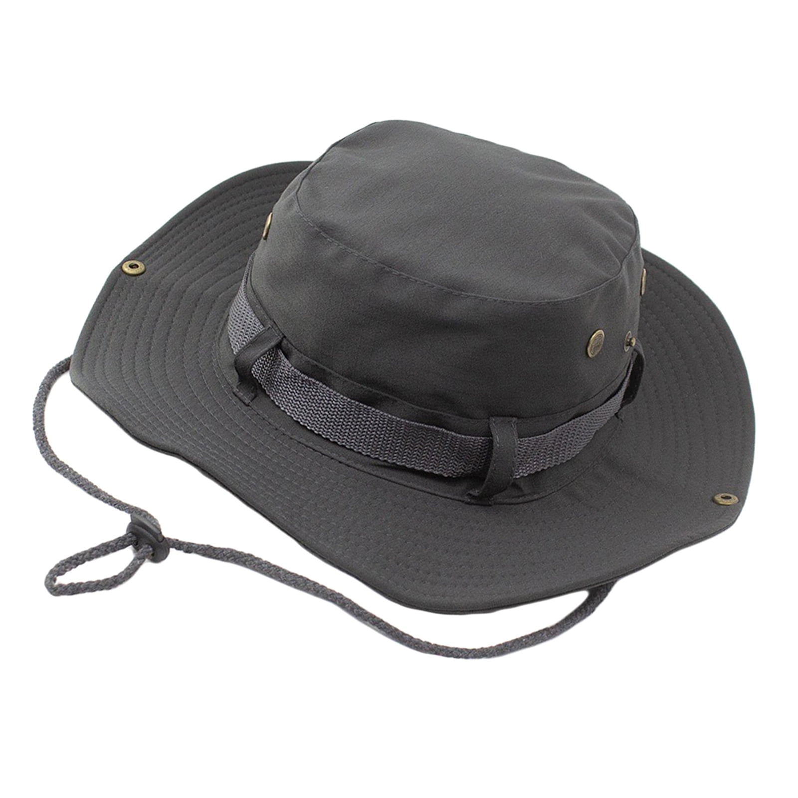 Cotton Fishing Cap With Wide Border Sun Shield Adjustable Chin Cord for ...