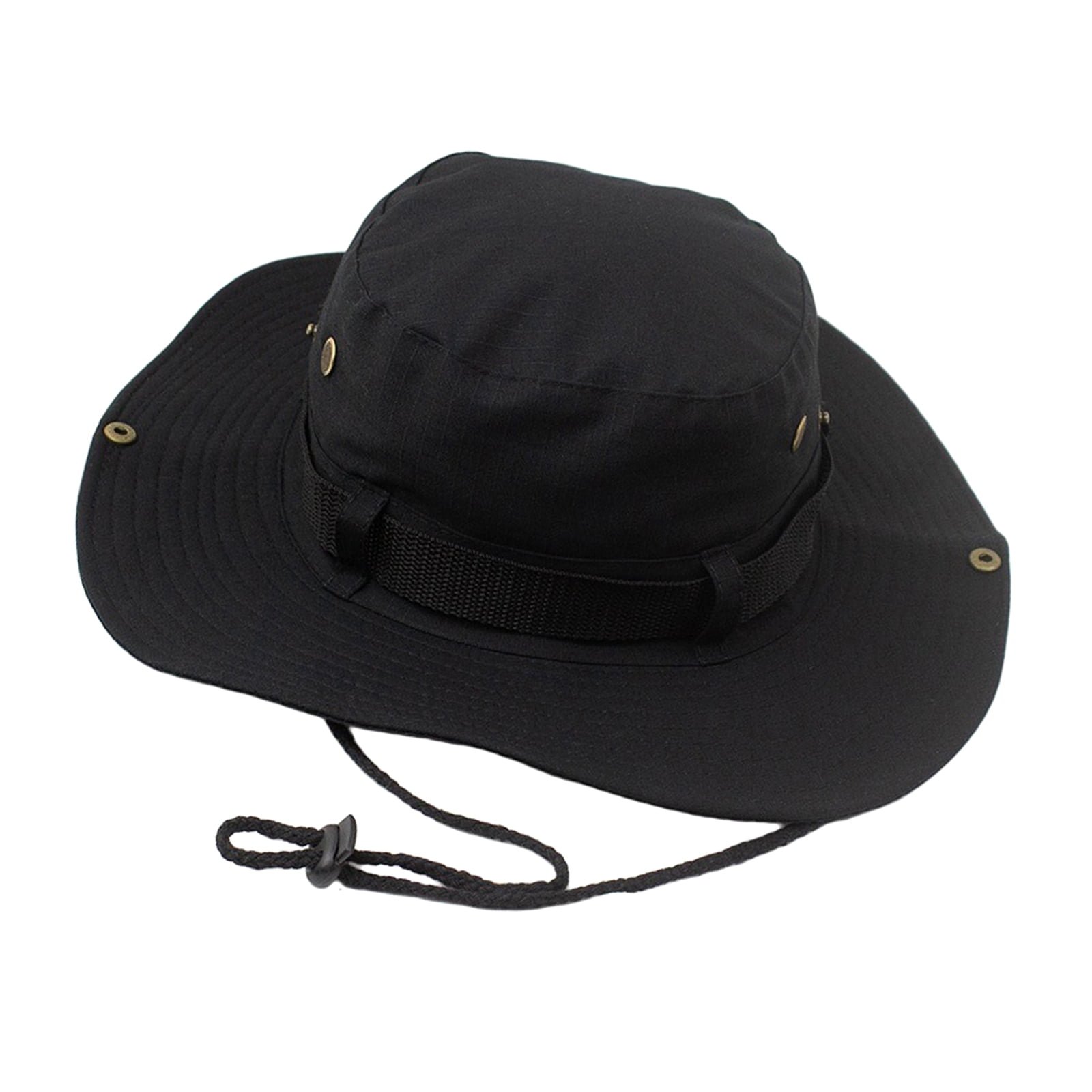 Cotton Fishing Cap With Wide Border Sun Shield Adjustable Chin Cord for ...