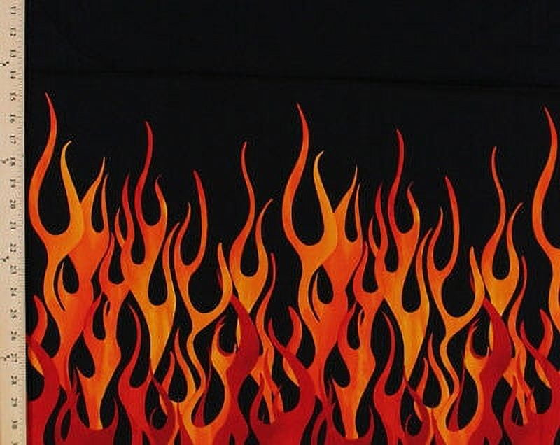 Cotton Flames Fire Border Print Cotton Fabric Print by the Yard CX6992 ...