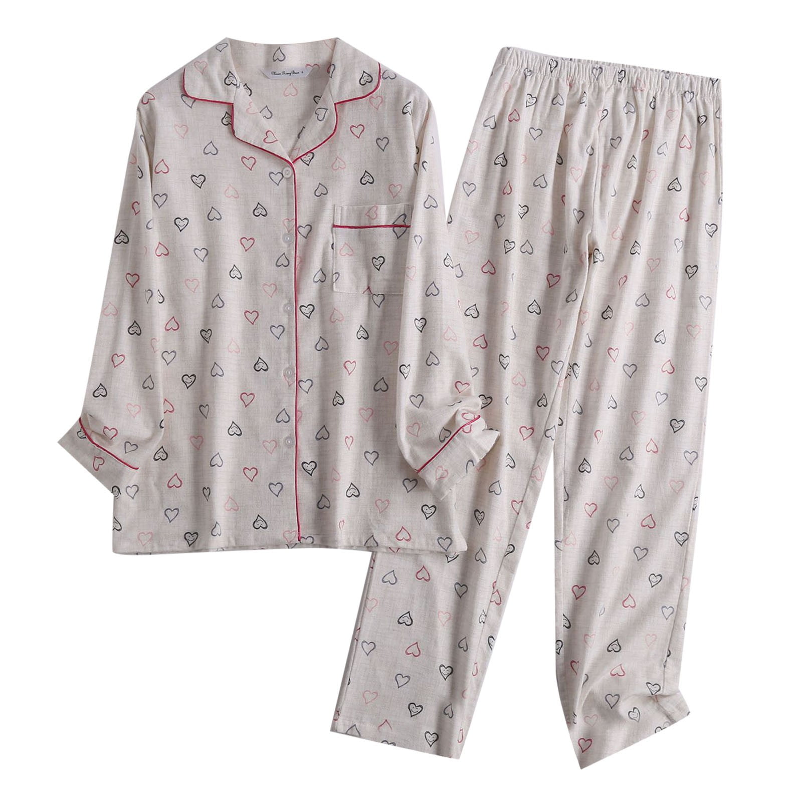 Cotton Flannel Ladies Pajamas Loungewear Plus Plus Size Simple Loose ...