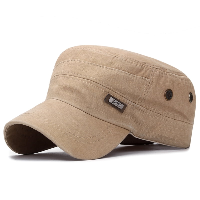 Cotton Flat Top Military Cap Women Men Outdoor Fisherman Caps Retro ...