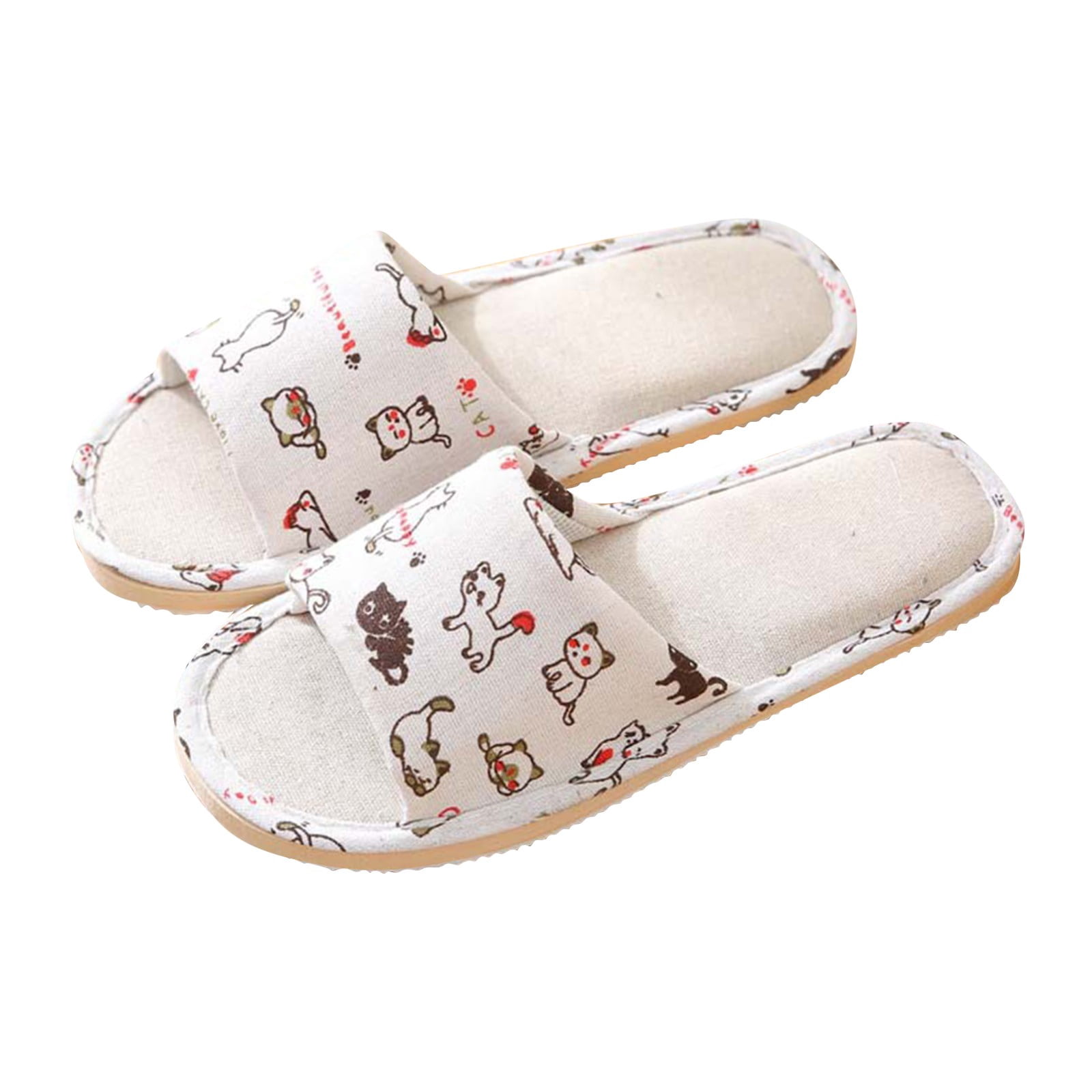 Cotton Flax Slippers Women's Men's Casual Open Toe House Slippers Anti ...