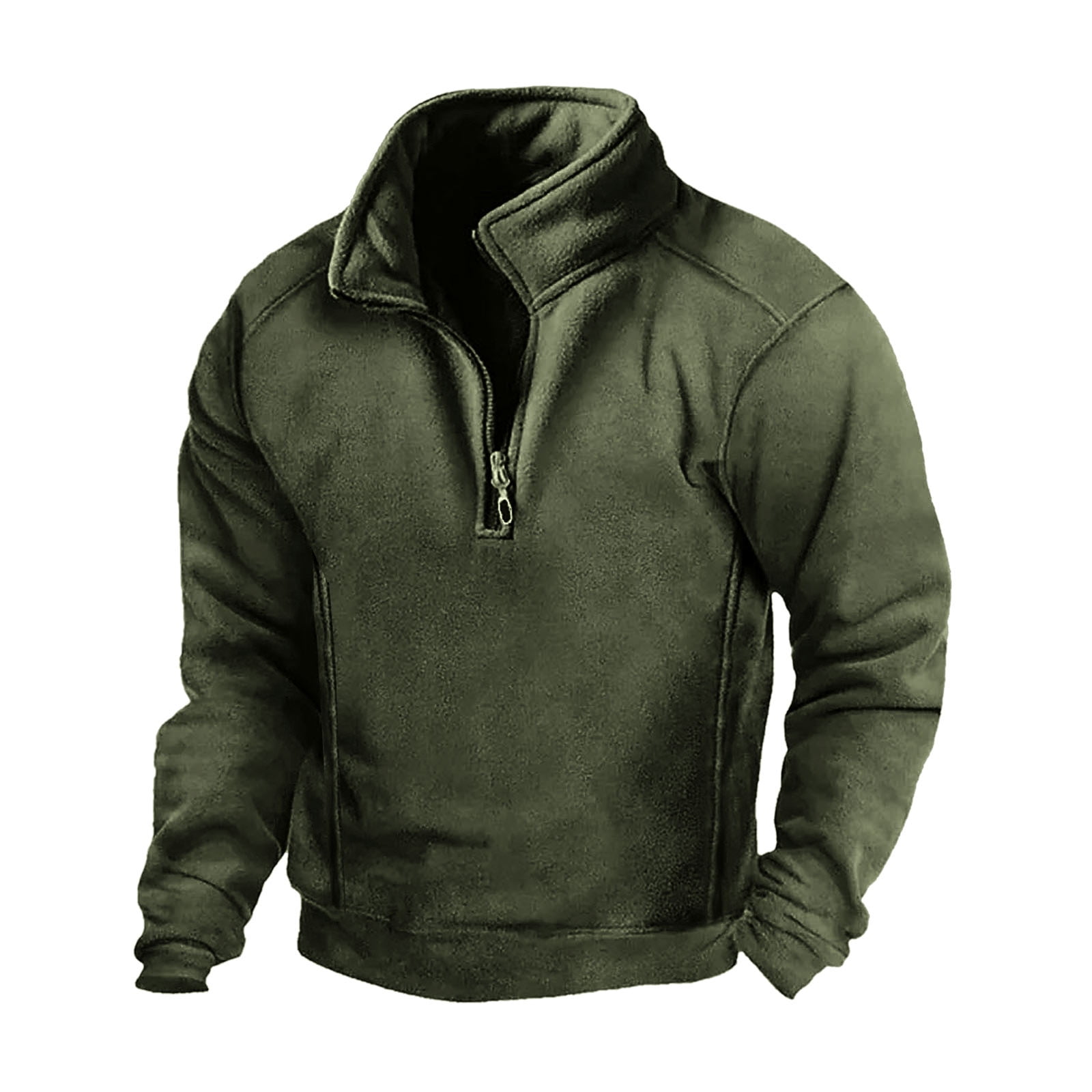 Cotton Fleece 1/4 Zip Pullover Sweaters for Men Comfy Warm Zipper ...