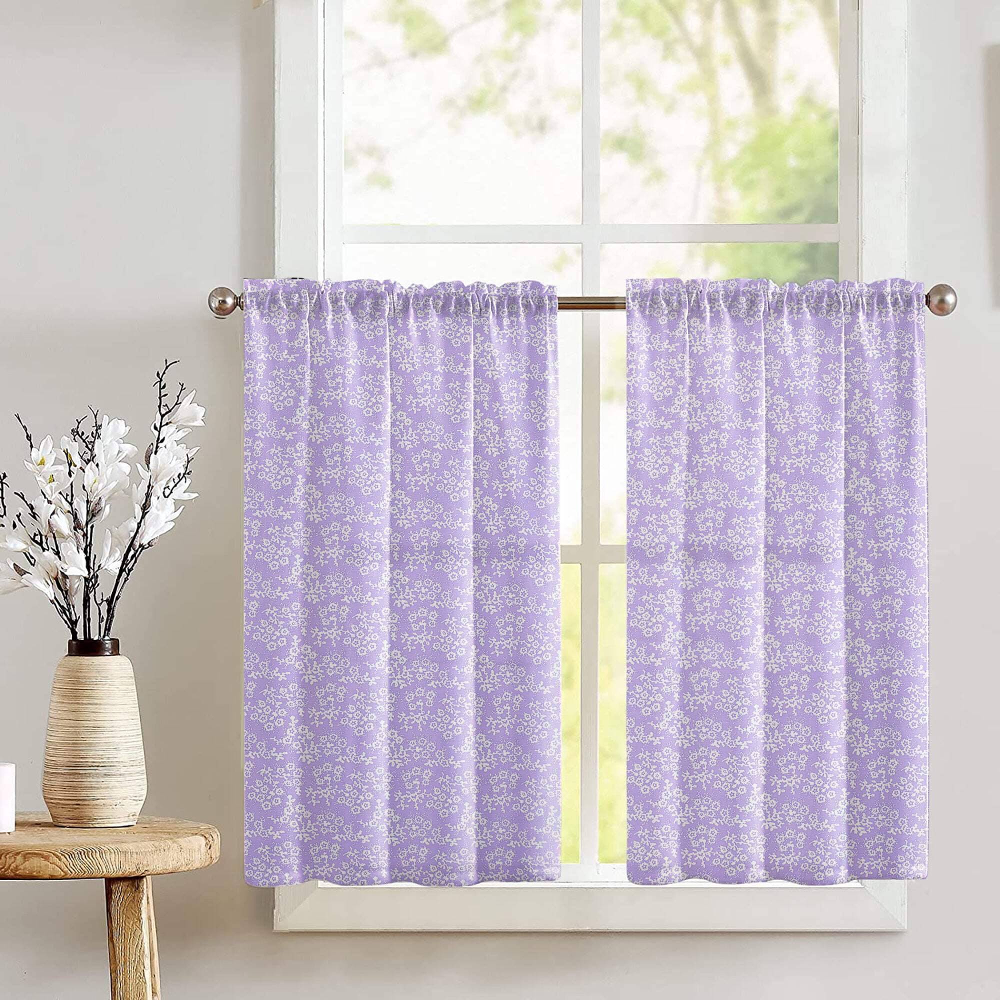 Cotton Floral Botanic Flower Pattern Print Café Tier Curtains Window ...