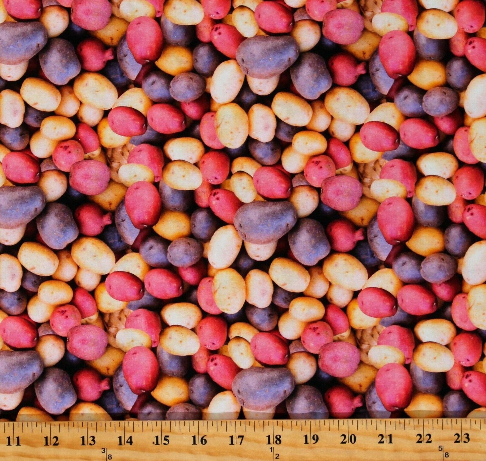 Cotton Food Potatoes Fruits Vegetables Multicolor Cotton Fabric Print ...