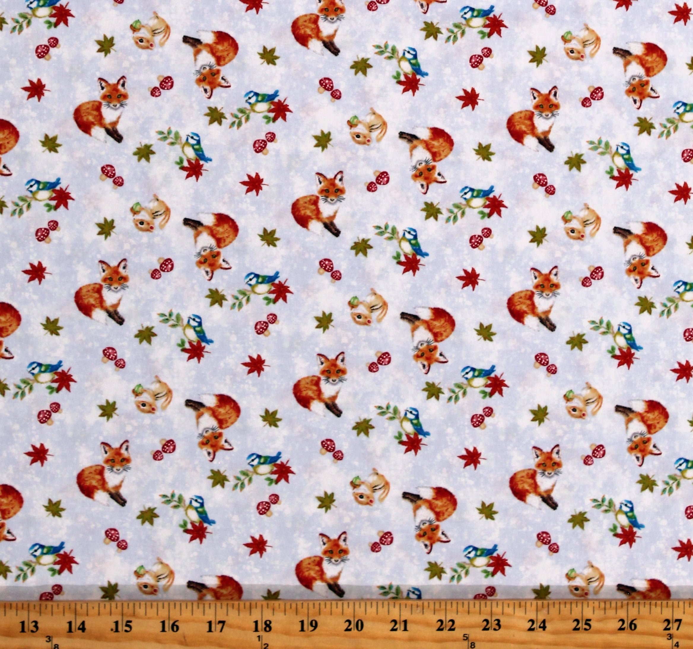 Studio E Auburn Fox Small Critters White Cotton Fabric by The Yard ...
