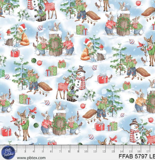 Cotton Frost & Fable Festive Scenic Christmas Snowmen Animals Holiday ...