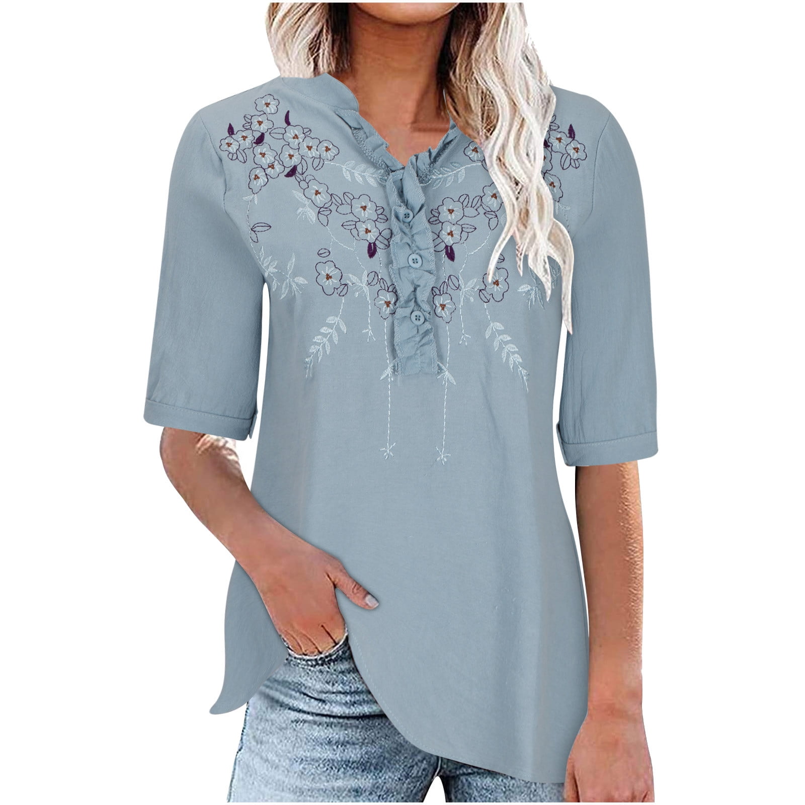 Cotton Gauze Tops For Women Womens Blouses Dressy Casual Petite Tshirts ...