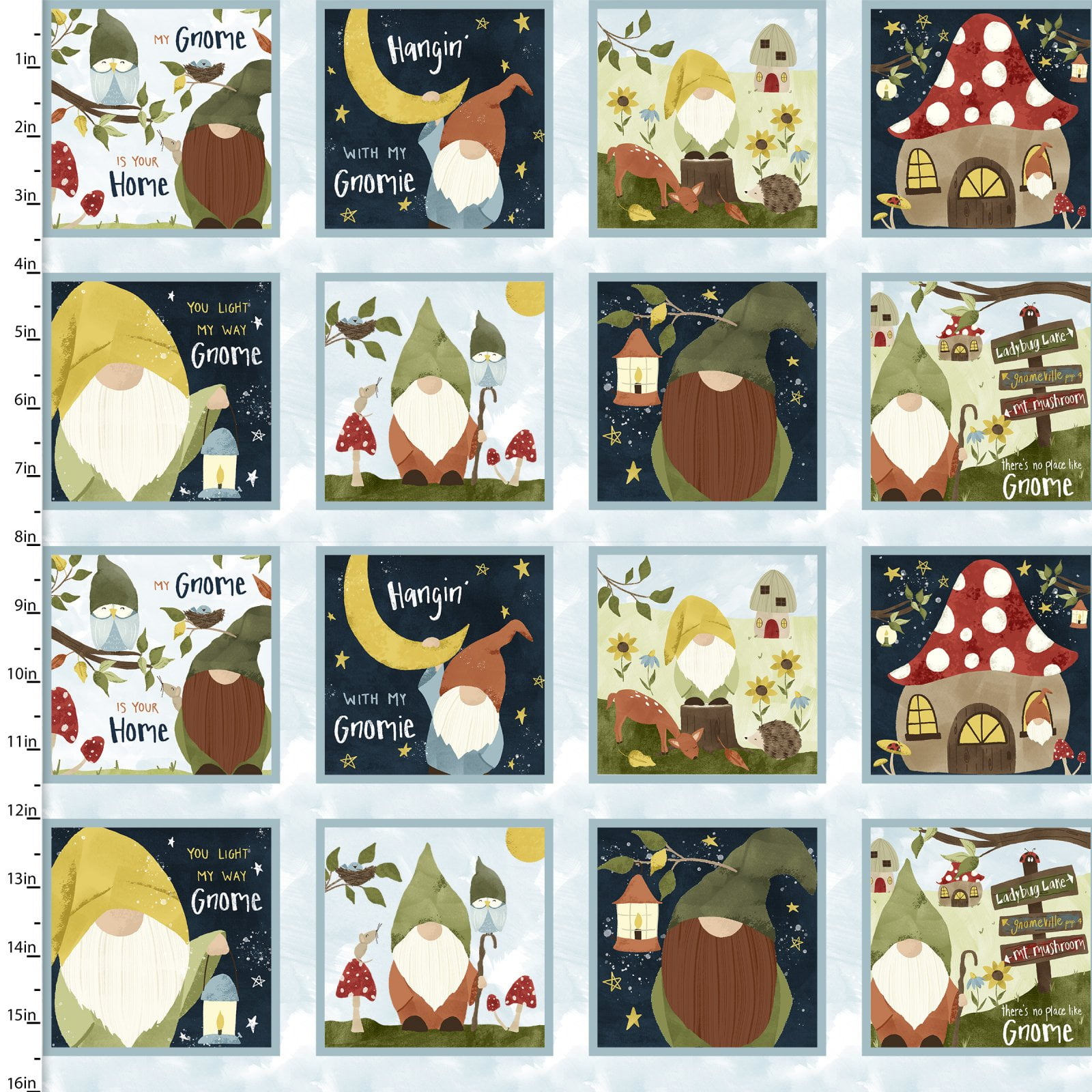 Cotton Gnomes Squares You Light My Way Gnome Gnome Patch Dr Multicolor ...