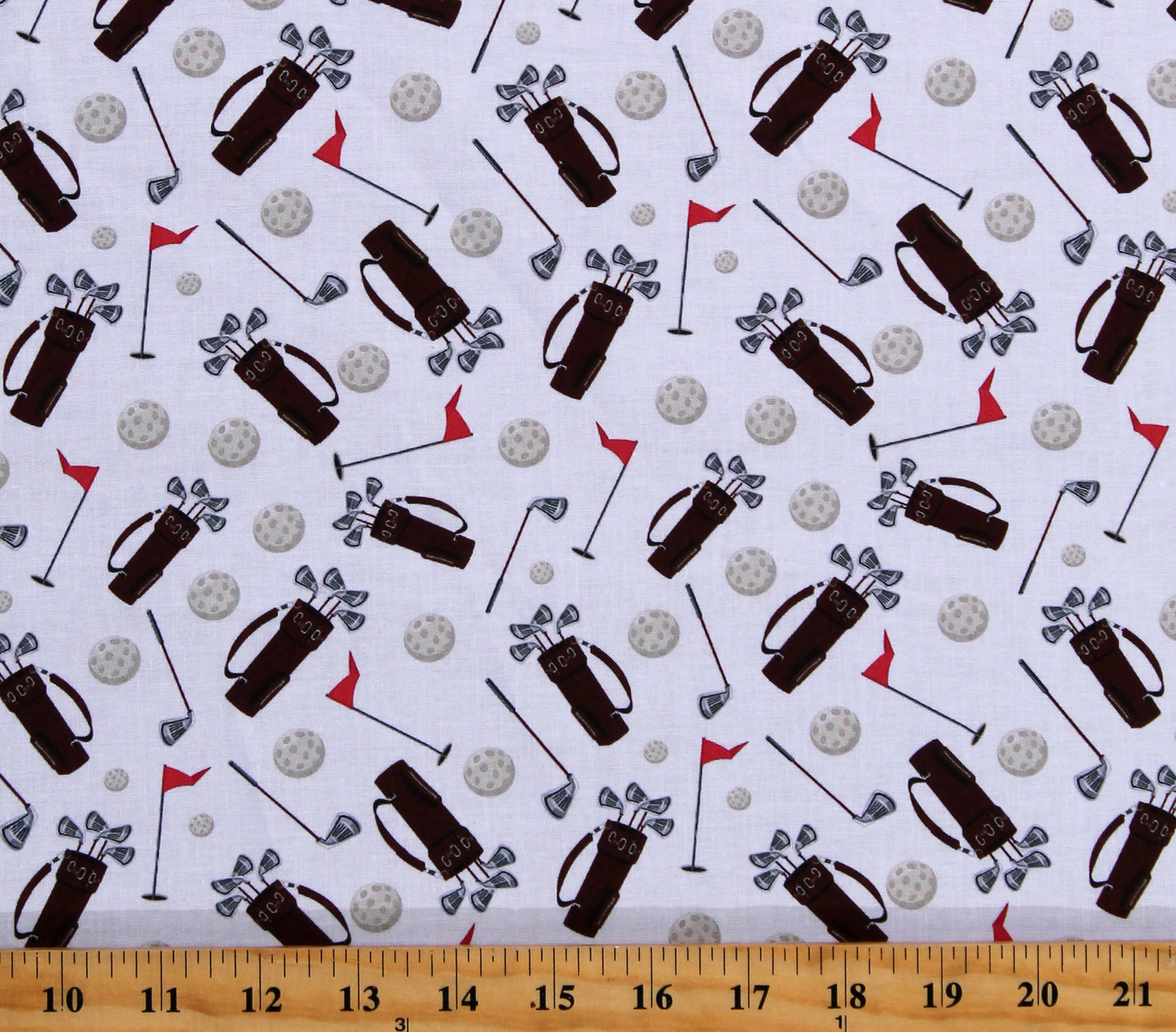 White Cotton Golf Themed Fabric Print by the Yard for Sewing & Quilting ...