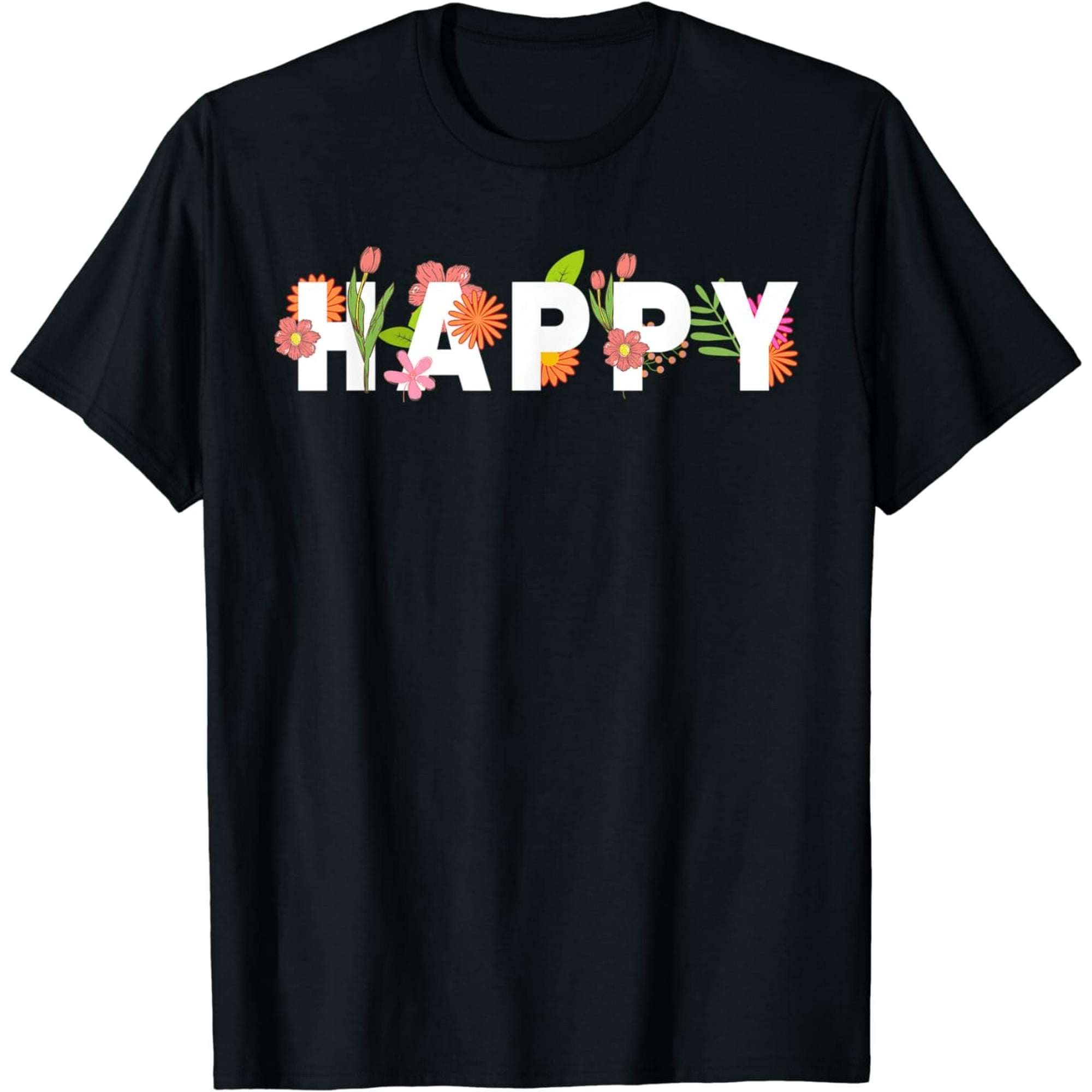 Cotton Graphic T-Shirt Happy Floral Spring Print Design - Walmart.com