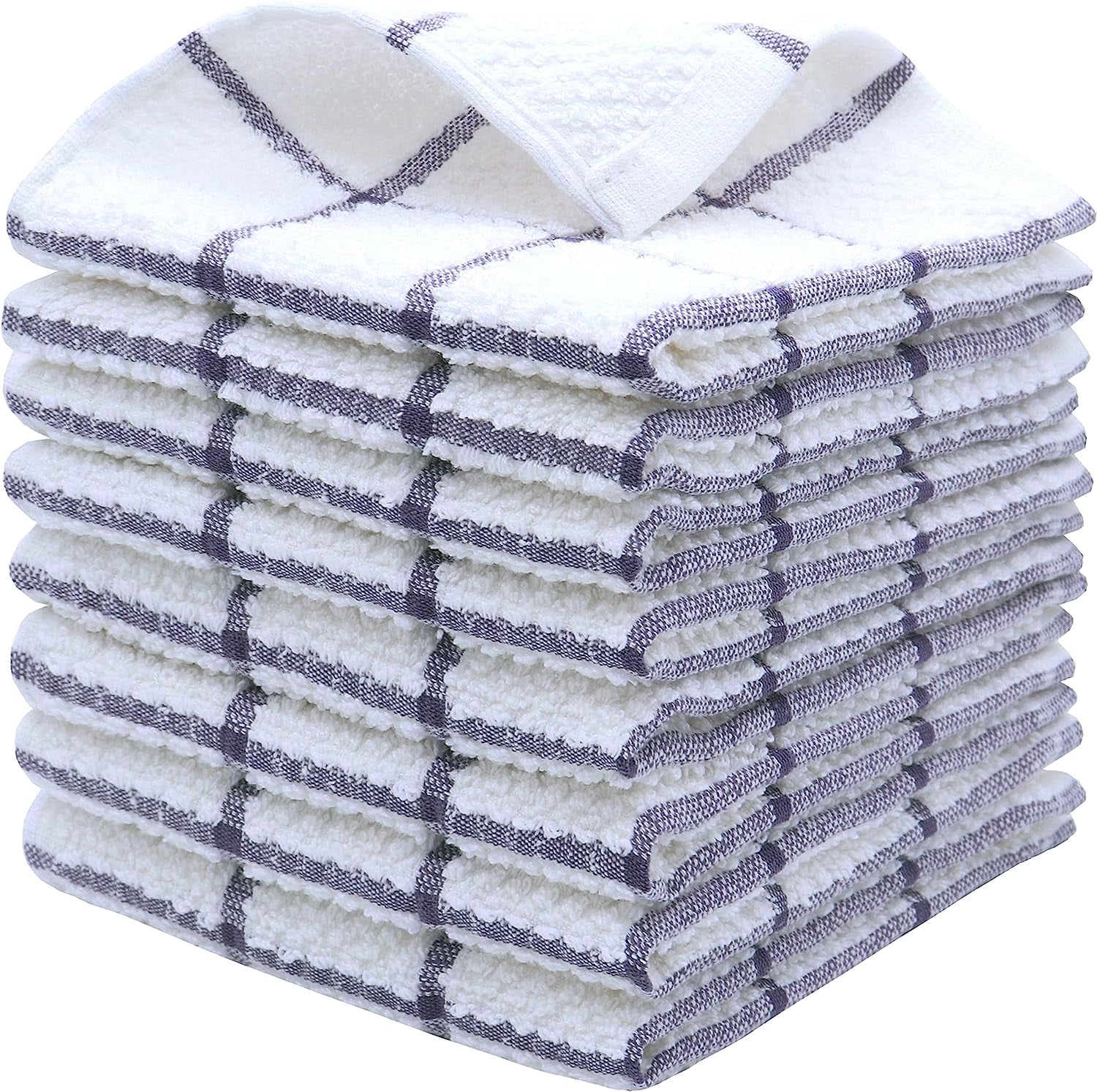 Cotton Grid Dish Cloths, Terry Cleaning Rags, 12 x 12 Inches, Light and ...