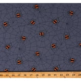 Cotton Halloween Spiders Spider Webs Hocus Pocus Gray Cotton Fabric ...
