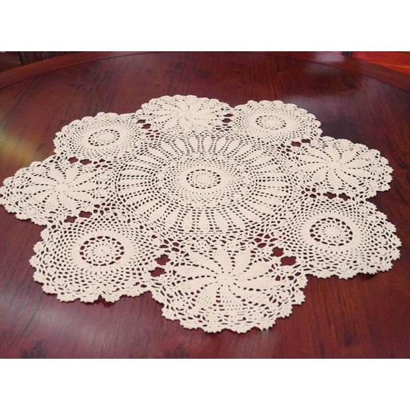 13 Inch Round Handmade Cotton Crochet Lace Doily Doilies Tablecloths ...