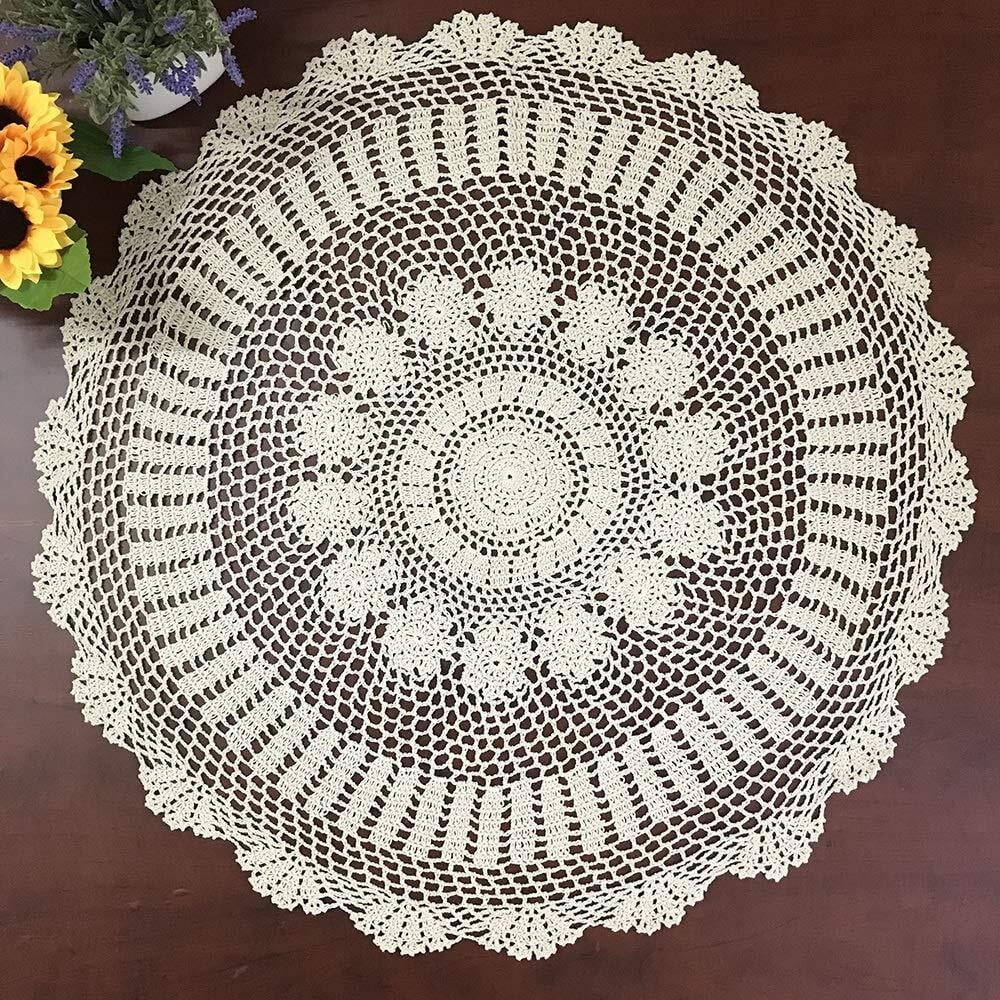Cotton Handmade Crochet Round Tablecloth Doilies Lace Table Covers ...