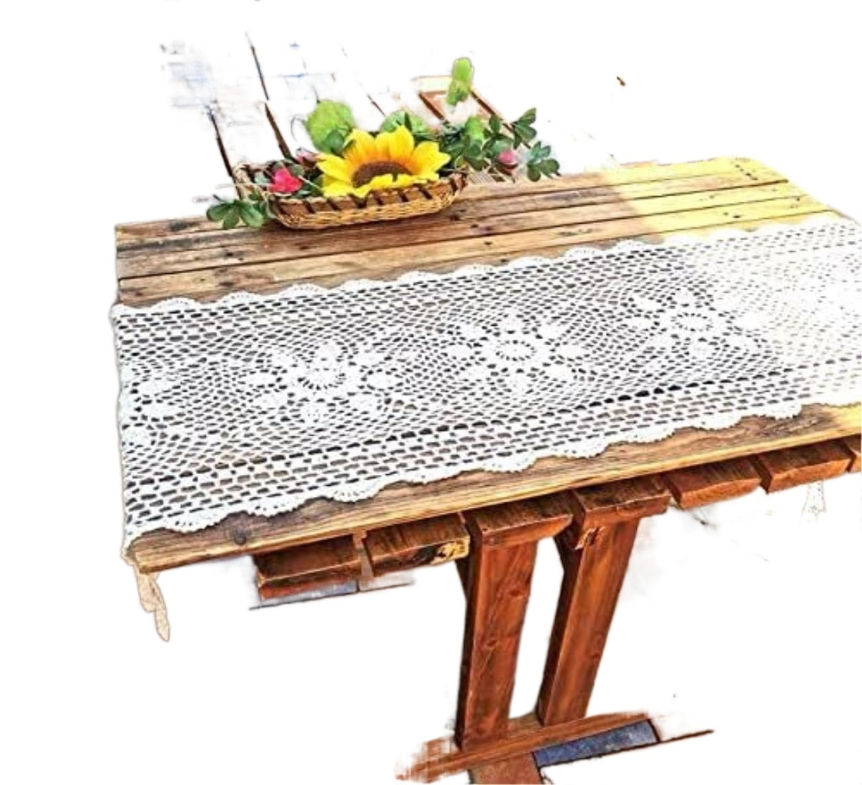 Cotton Handmade Crochet lace Table Runners Rectangular Tablecloth ...