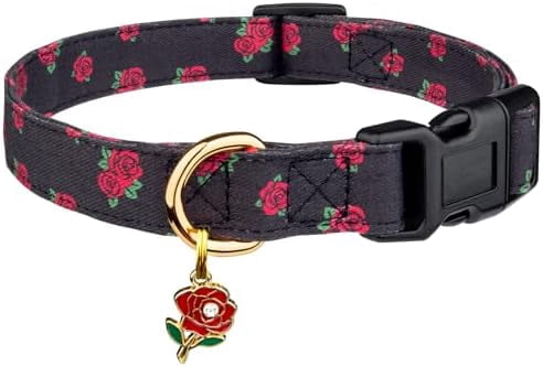 Cotton Handmade Dog Collar Cute and Distinctive Patterns Black Rose ...