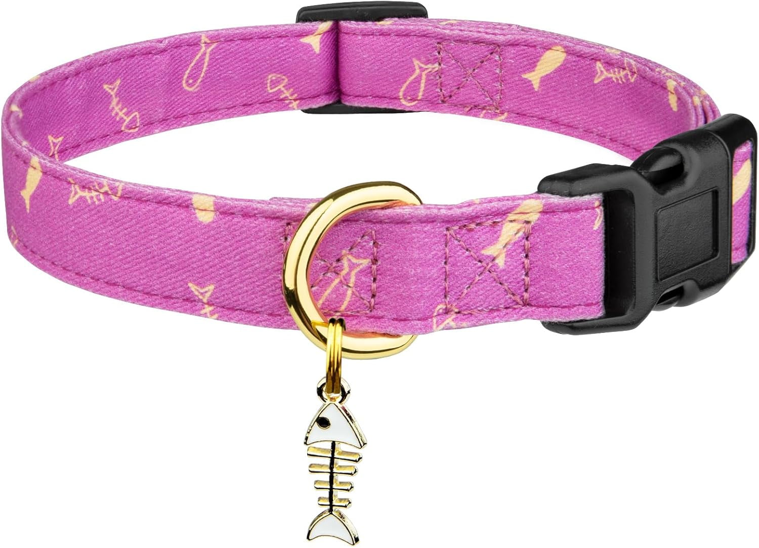 Cotton Handmade Dog Collar Cute and Distinctive Patterns Purple Fish ...