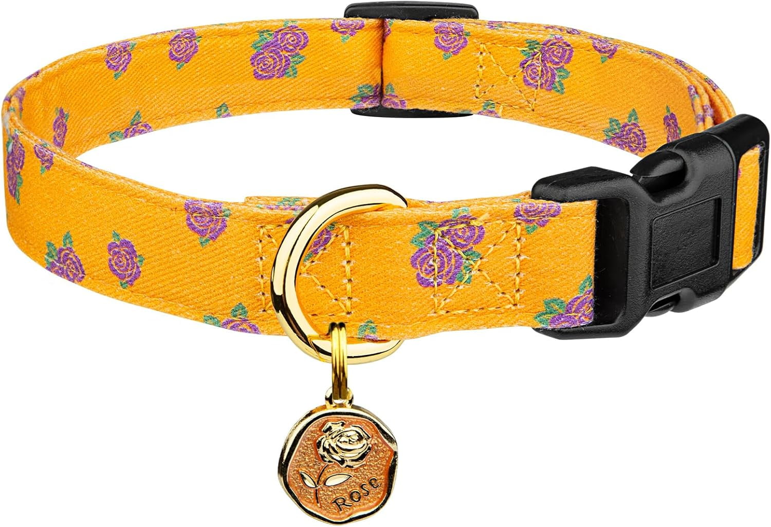 Cotton Handmade Dog Collar Cute and Distinctive Patterns Yellow Rose ...