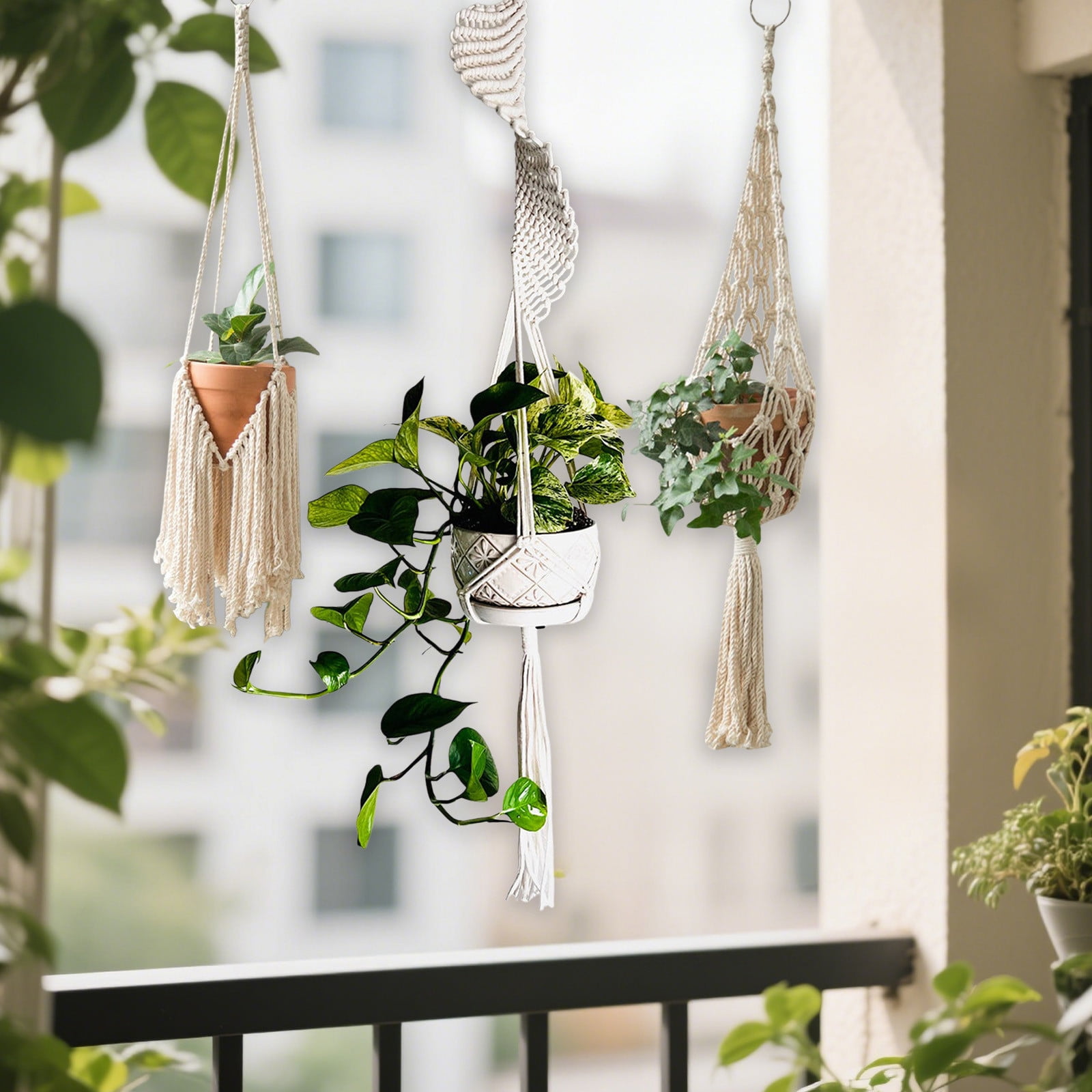 Cotton Hanging Storage Basket, 3-Tier Kitchen Organizer for Onions ...