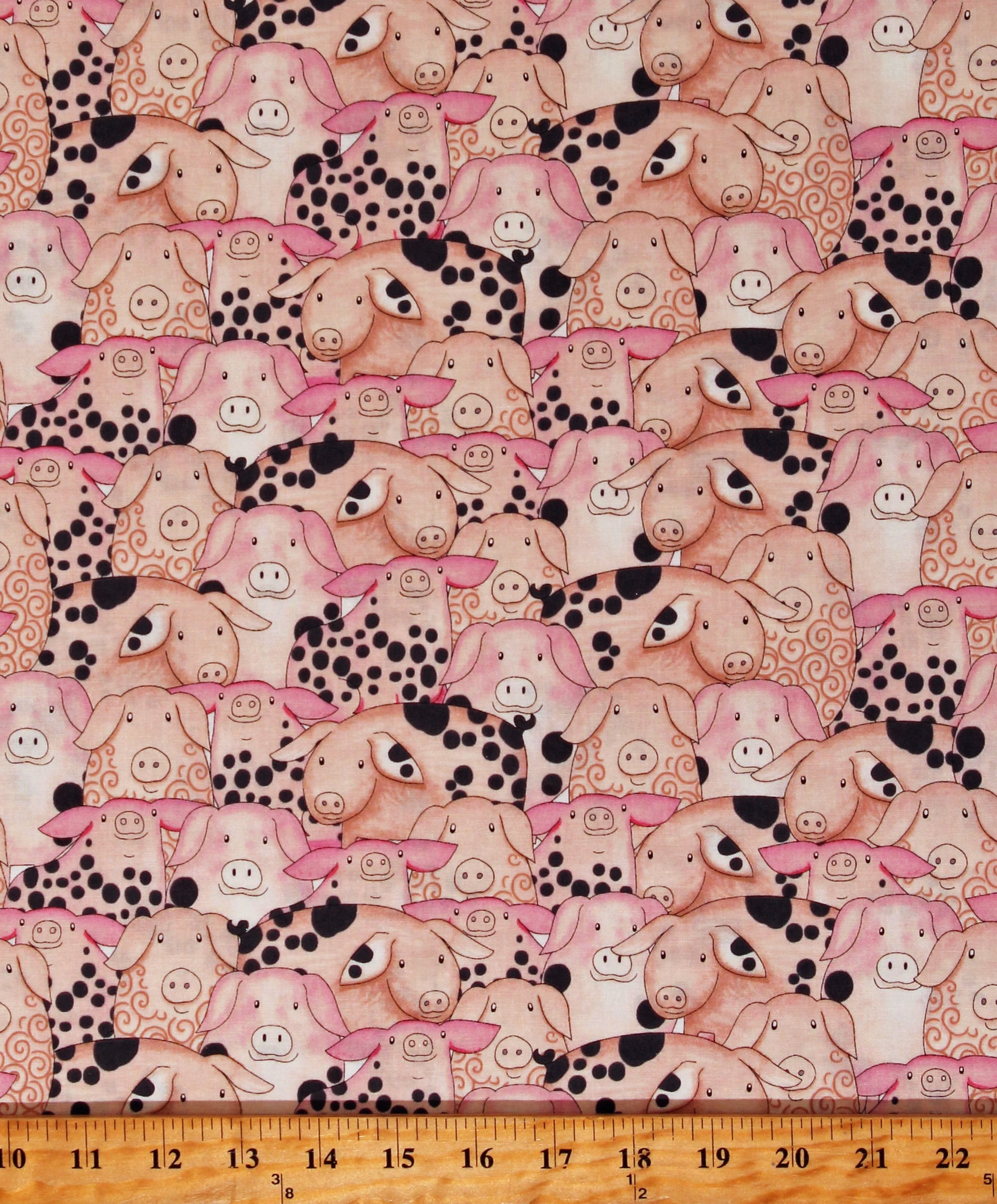 Cotton Hay Day Pigs Animals Farms Farm Animals Hogs Cotton Fabric Print ...