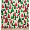 Cotton Holiday Farmhouse Plaid Forest Trees Pines Deer Winter Snow ...