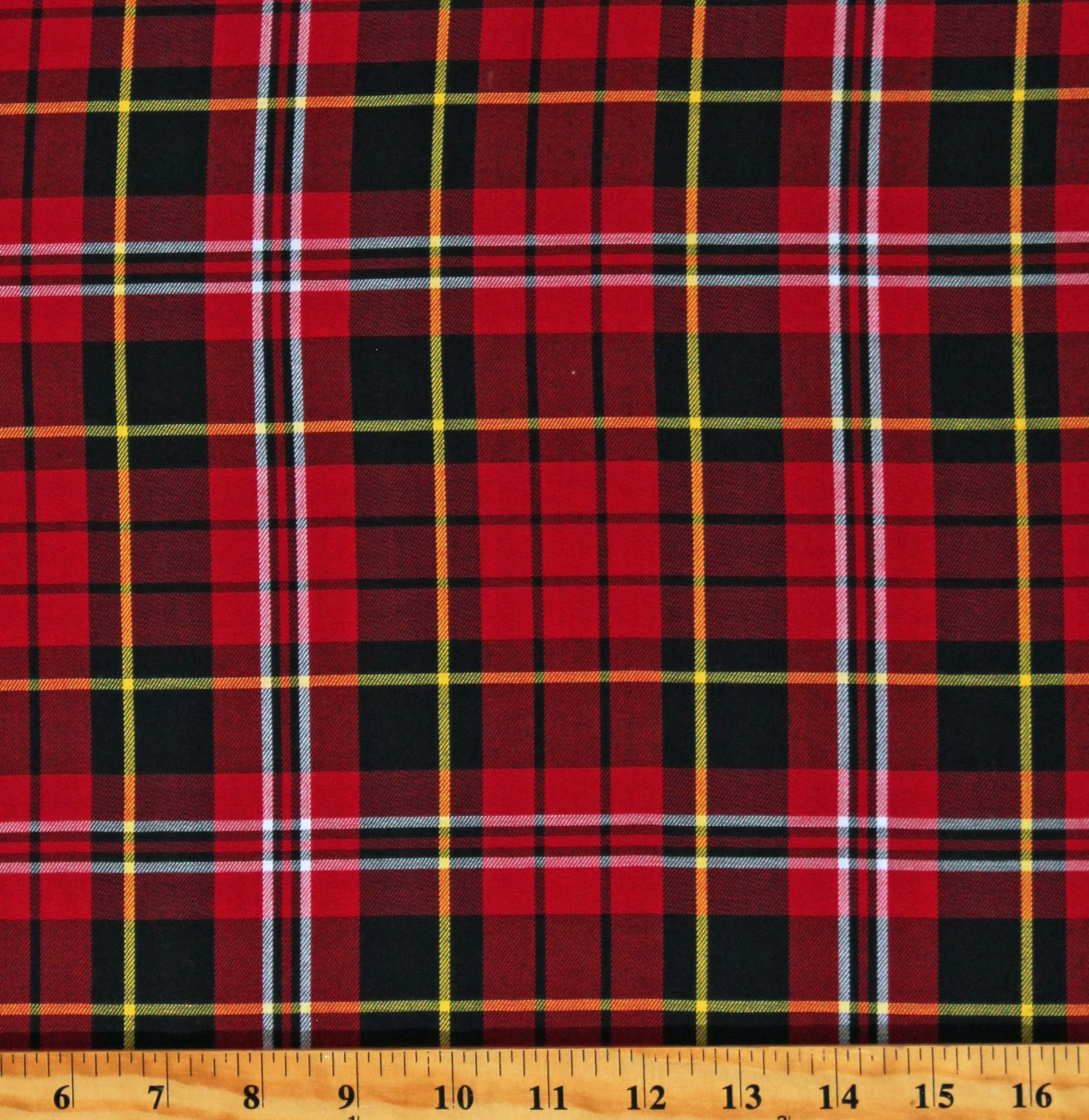 Cotton House of Wales Plaid Patterned Red Cotton Fabric Print by the ...
