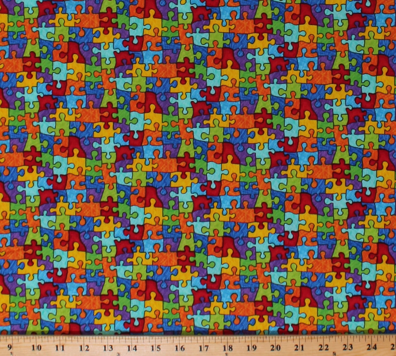 Cotton Jigsaw Puzzle Pieces "Autism Awareness" Kids Multi-Color Cotton ...