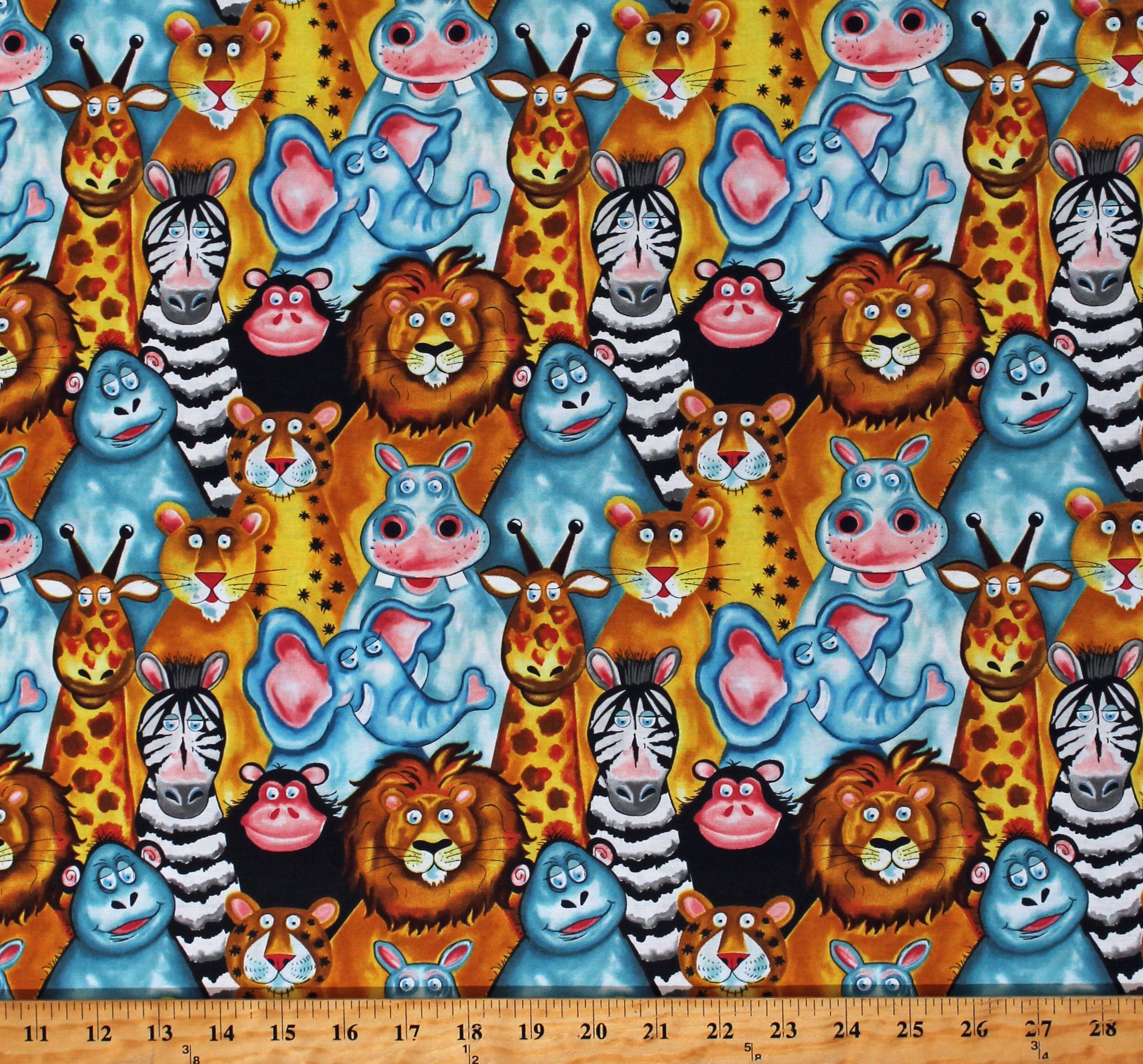 Cotton Jungle Buddies Safari Animals Giraffes Zebras Lions Monkeys ...