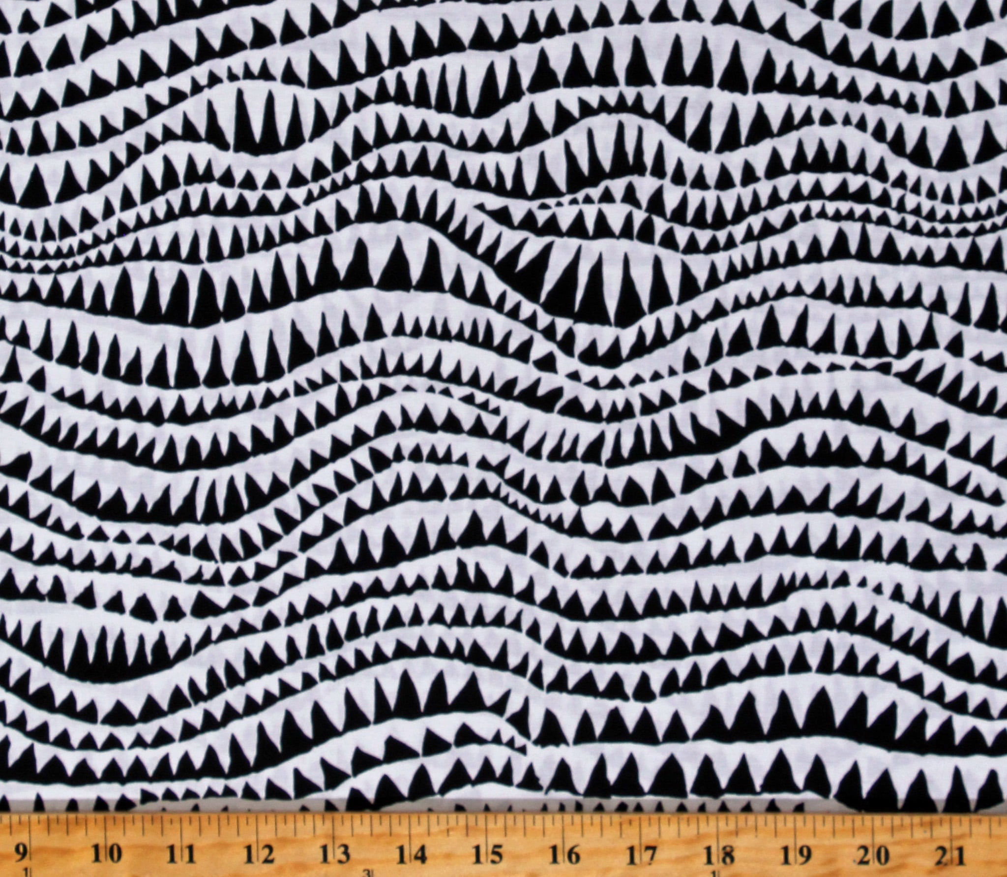 Cotton Kaffe Fassett Stash Sharks Teeth Black Triangle Design on White ...