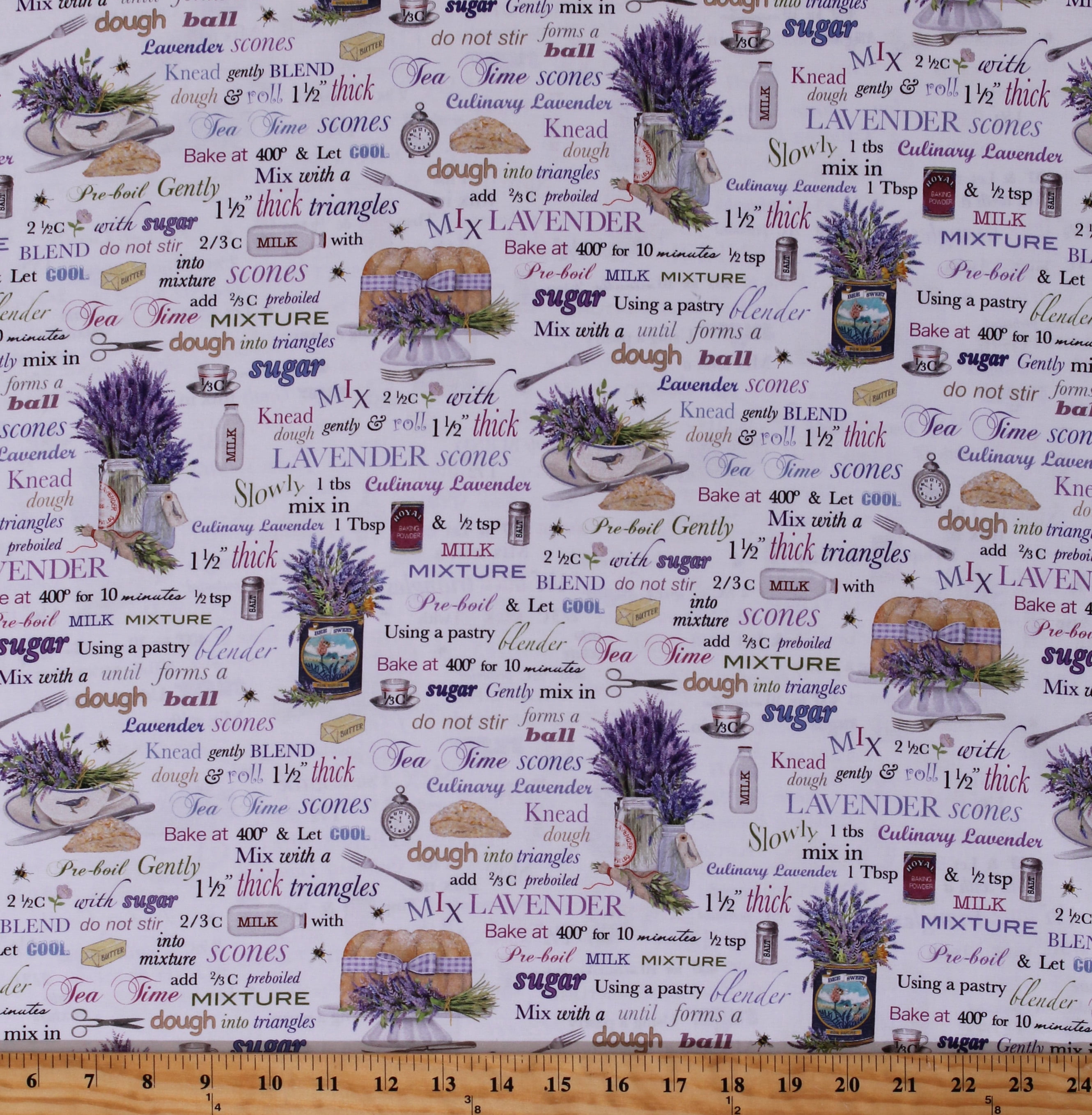 Cotton Kitchen Baking Food Recipe Book Lavender Flowers Scones Pastry ...