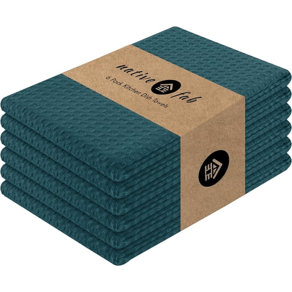 Cotton Kitchen Towel with Hanging Loop 16x26 inches, 6-Pack, Waffle ...