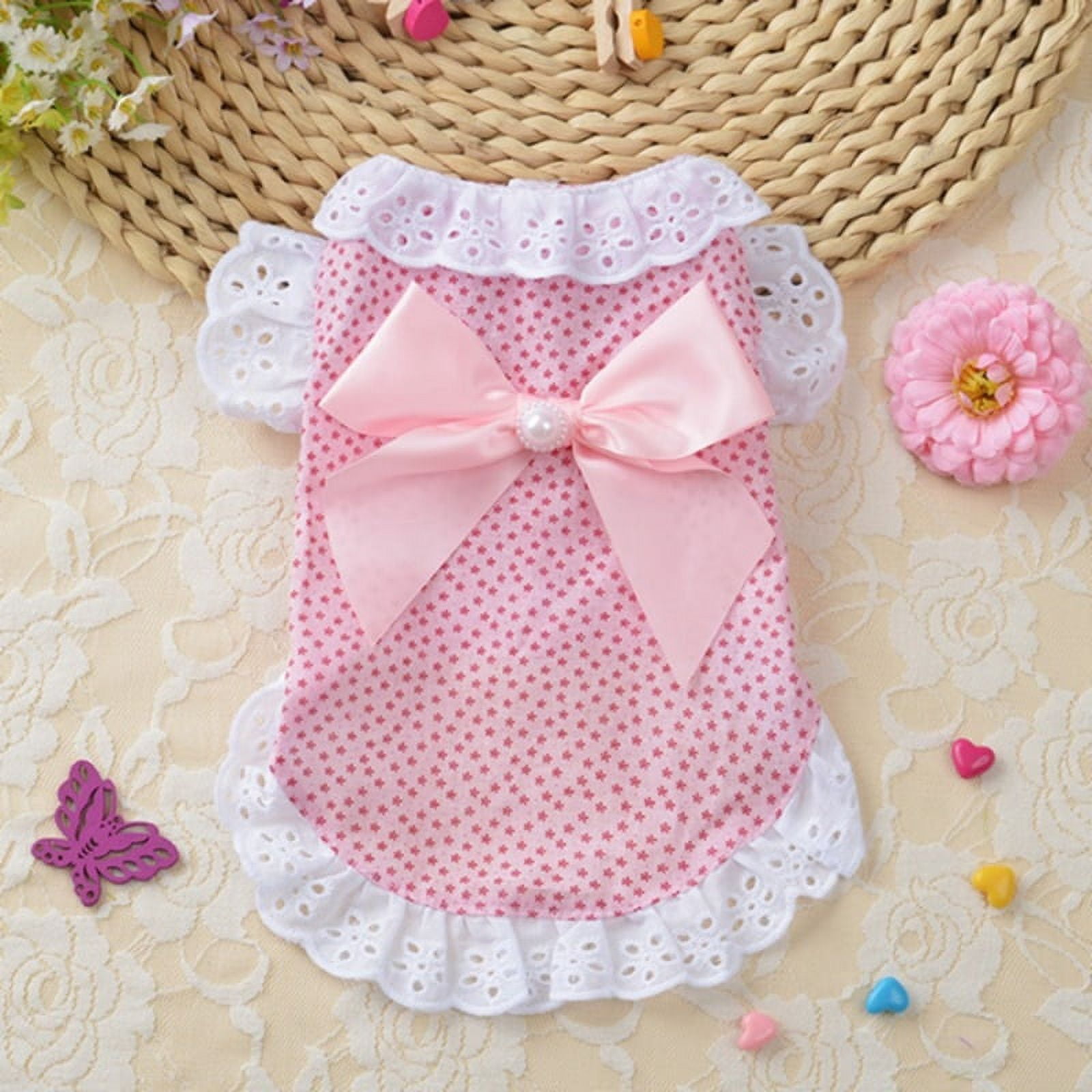 Cotton Lace Floral Bow Pet Dog Dress For Small Dogs Summer Chihuahua ...