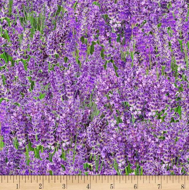 Cotton Landscape Medley Lavender Flowers Floral Packed Purple Elizabeth ...