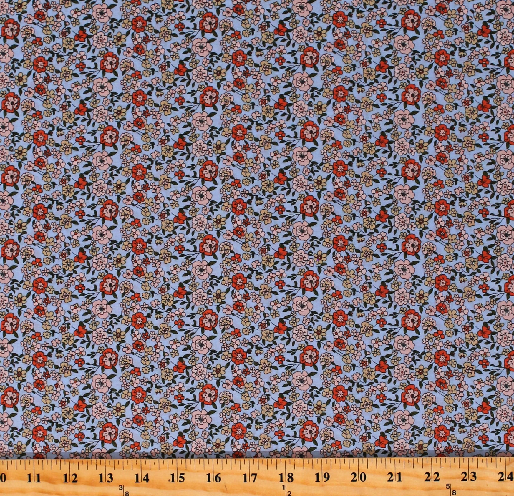 Cotton Lawn Batiste Blue Floral Calico Flowers Summer 58" Wide Soft ...