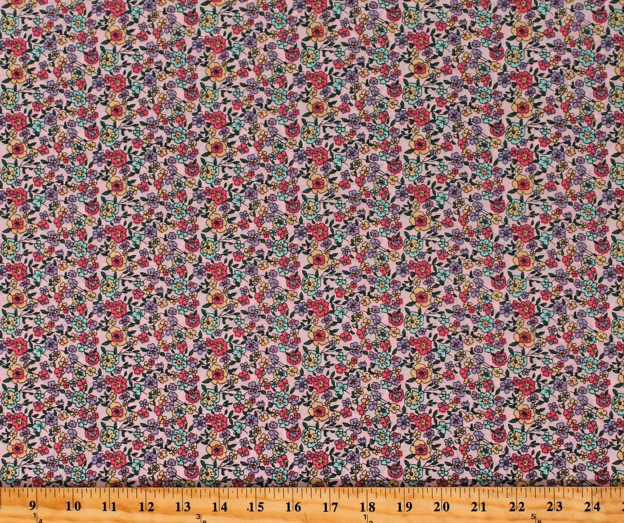 Cotton Lawn Batiste Pink Floral Calico Flowers Summer 58" Wide Soft ...