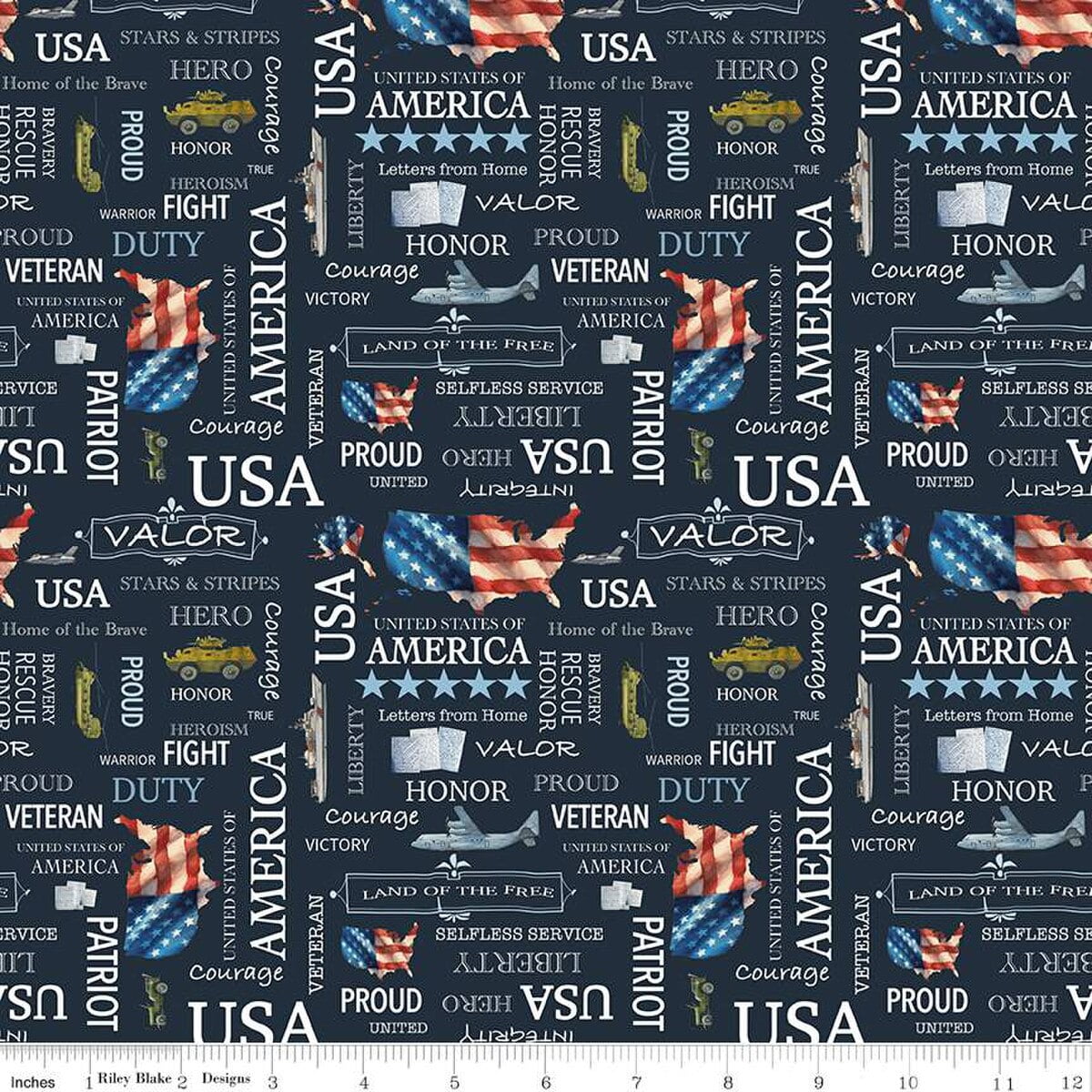 Cotton Letters from Home Patriotic Text Graphics Military USA Freedom ...