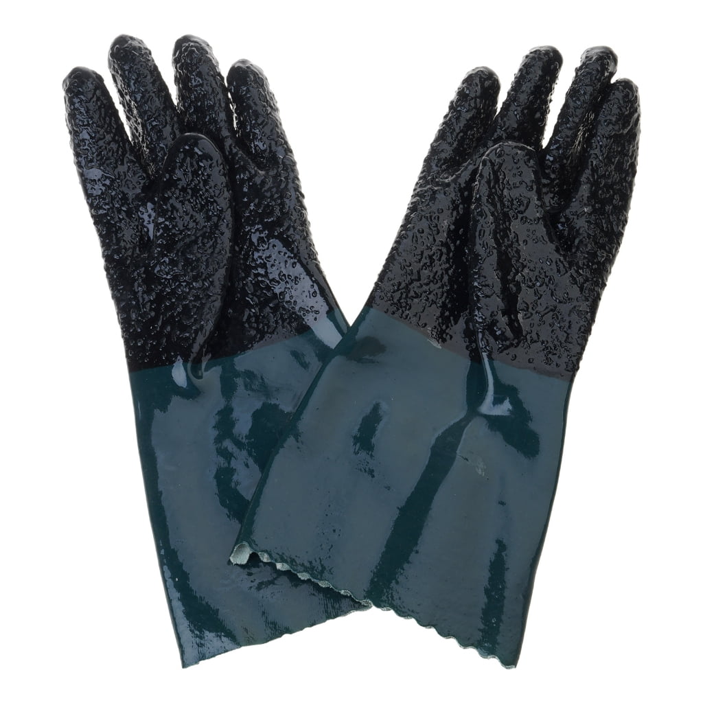 Cotton Lined Green Black PVC Gloves Comfortable Interior for Long Use ...
