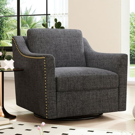 Cotton Linen 360 Degree Swivel Armchair, Ergonomic Design | Add Comfort ...
