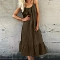 Cotton Linen A-Line Dresses for Women Spaghetti Strap Flowy Vacation ...