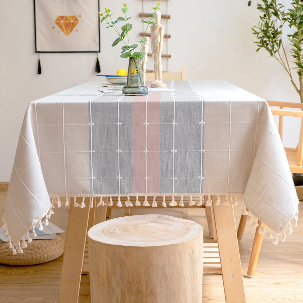 Cotton Linen American Party Tassel with Tassel Rectangular Table Cloth ...
