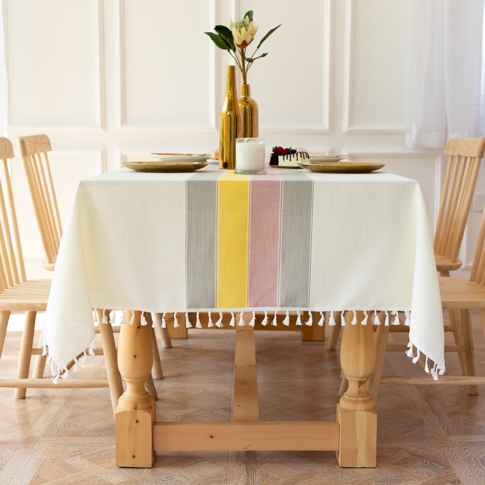 Cotton Linen American Party Tassel with Tassel Rectangular Table Cloth ...