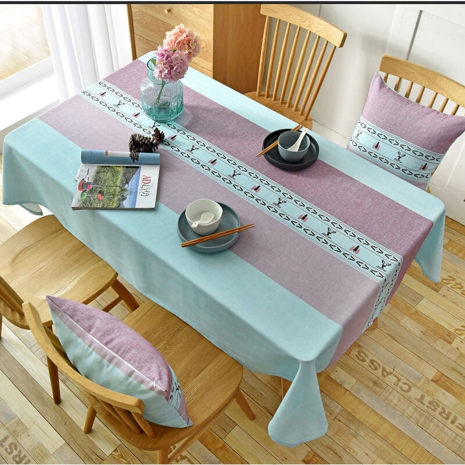 Cotton and Linen Anti-stain Rectangular Table Cloth Washable ...