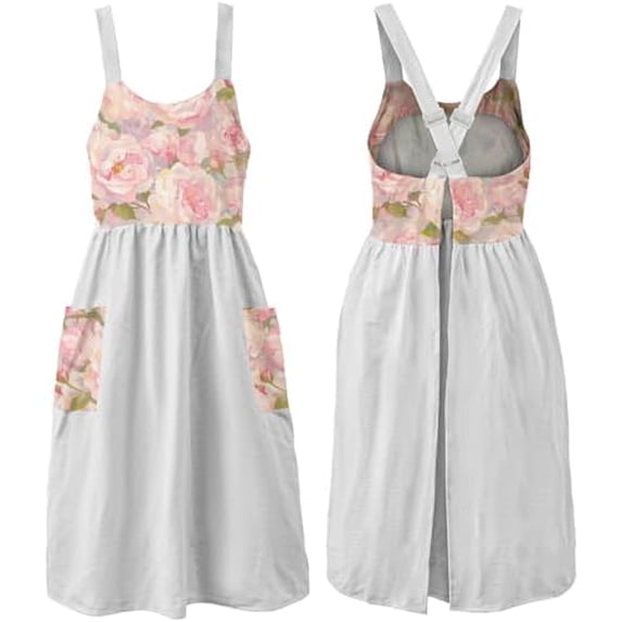 Cotton Linen Apron Cross Back Work Apron for Women with Pockets ...