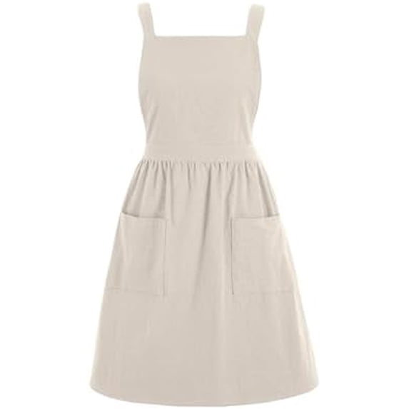 Cotton Linen Apron Dress for Women with Pockets Cute Art Chef Aprons ...