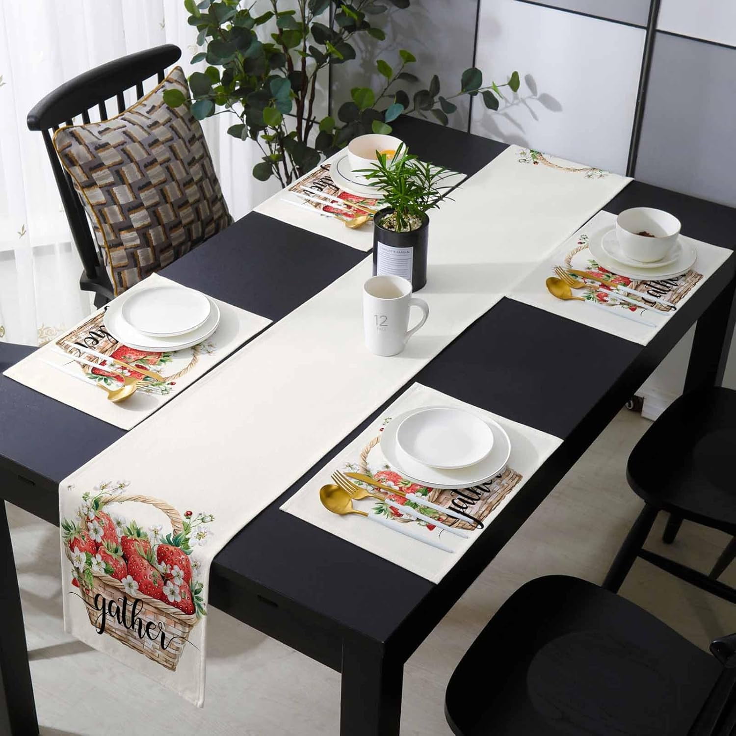 Cotton Linen Baskets with Table Channels, Table Pads, and Home Kitchen ...